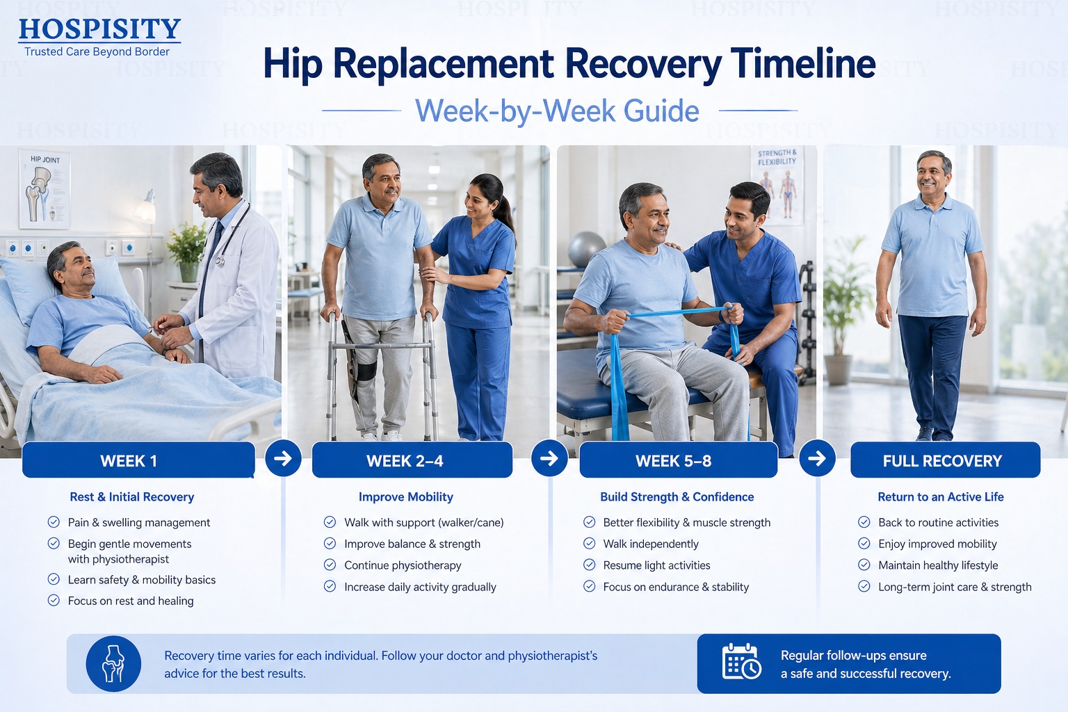 Hip Replacement Recovery Timeline: Week-by-Week Guide | HOSPISITY